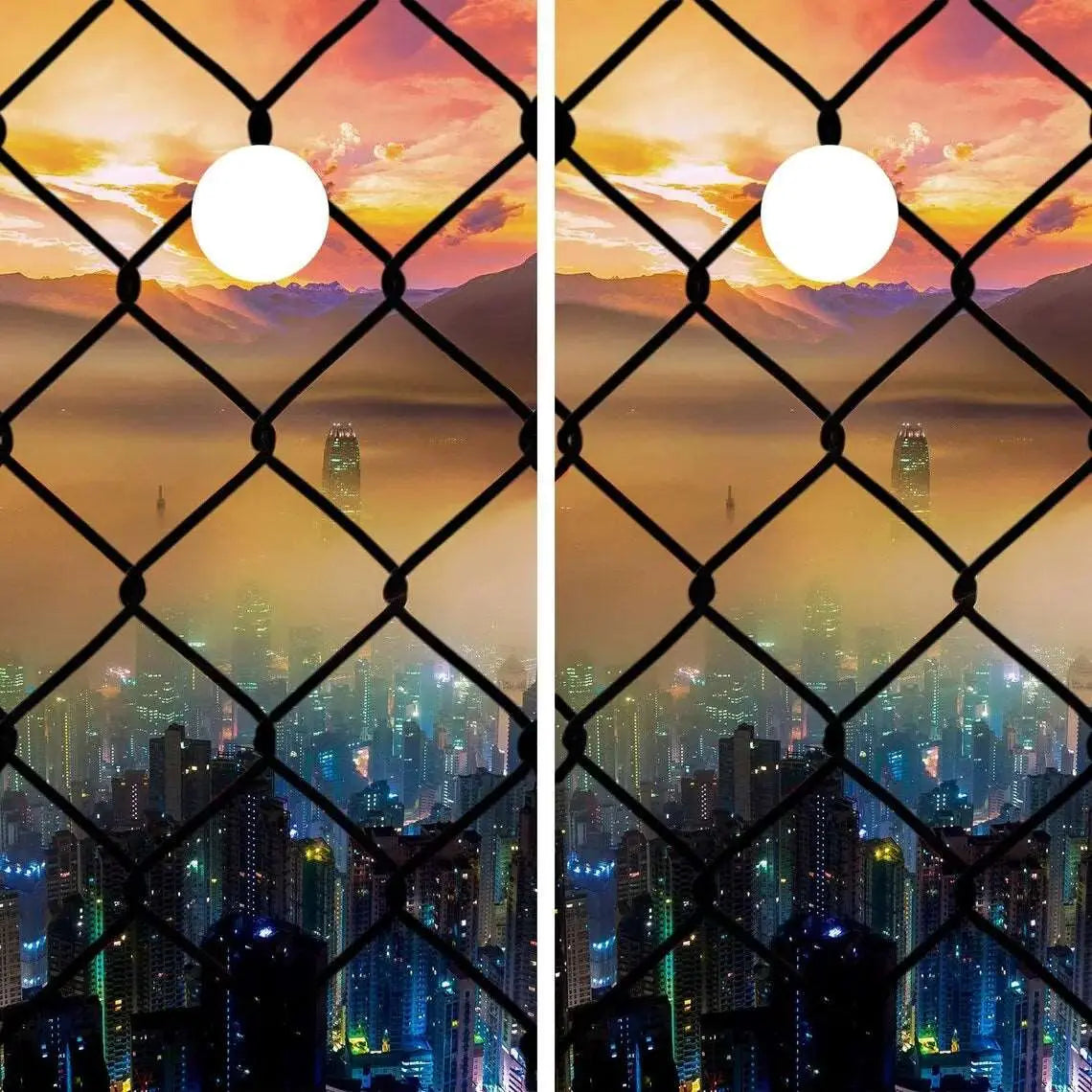 Chain Link Sunset Cornhole Vinyl Wraps & Cornhole Boards (2 Pack ...